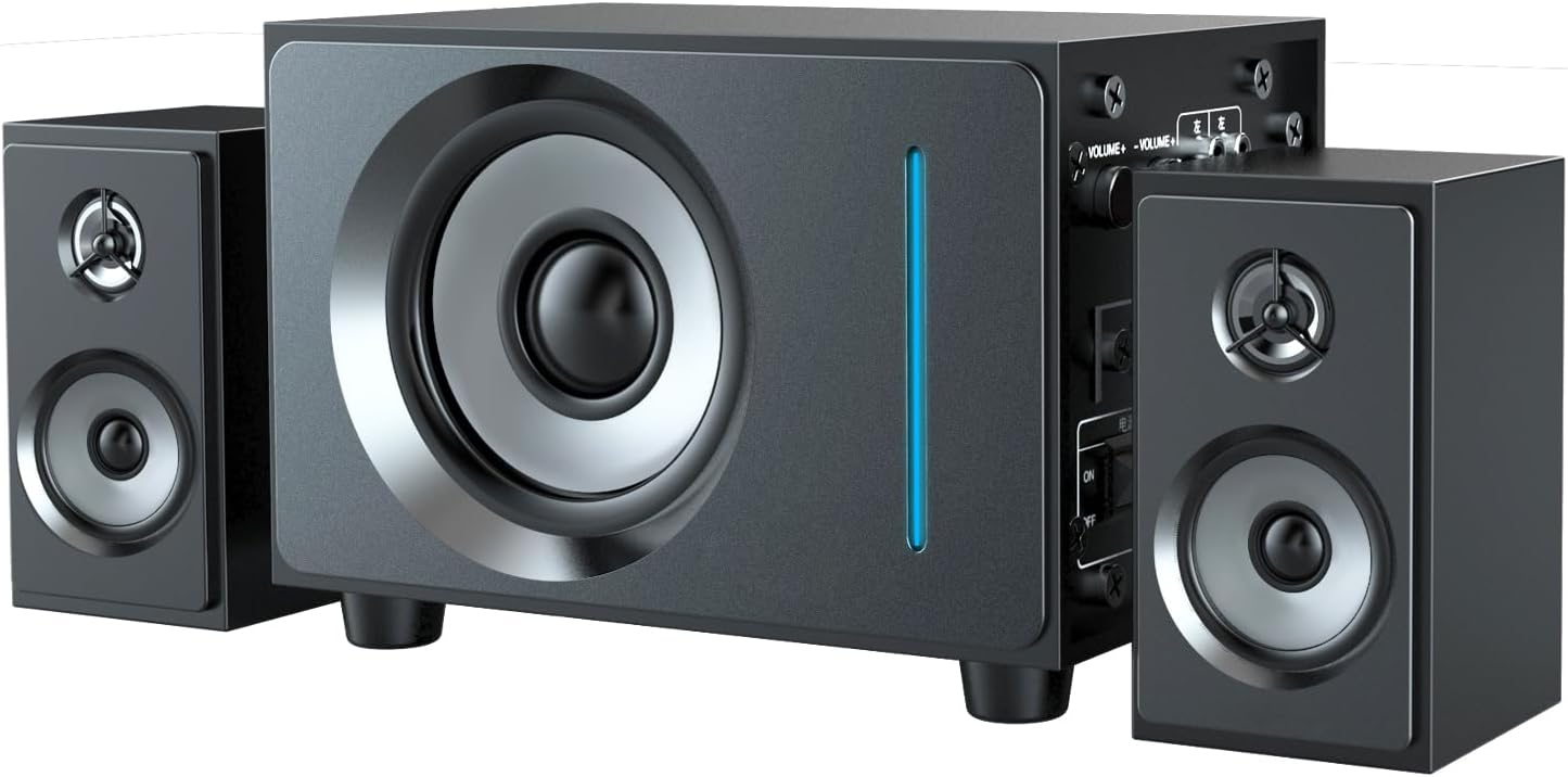 Amazon.com: Elimavi Premium Wood Enclosure Computer Speaker - Powerful ...