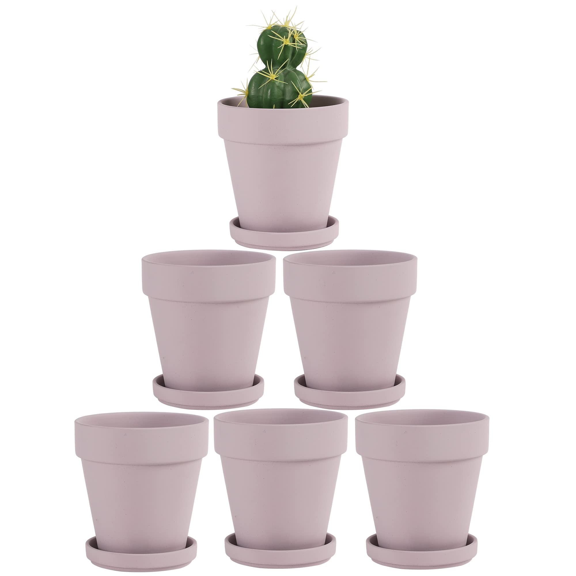 Amazon.com: Fcacti 4 Inches Small Pink Terracotta Pots with Saucer, 6 ...