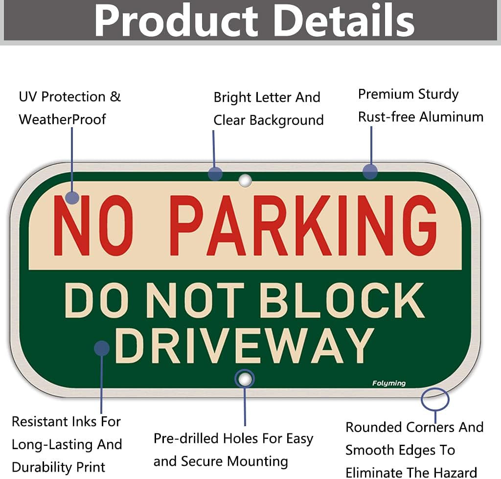 No Parking Do Not Block Driveway Sign 12 x 6 Inches Do Not Block Active ...