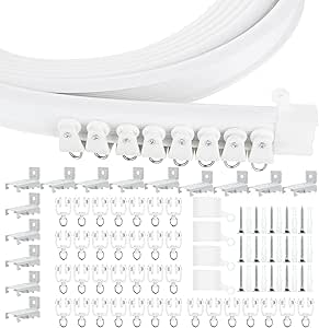 YOUNTHYE 5M/16.4FT Curtain Rails and Fittings, Flexible Ceiling Curtain ...