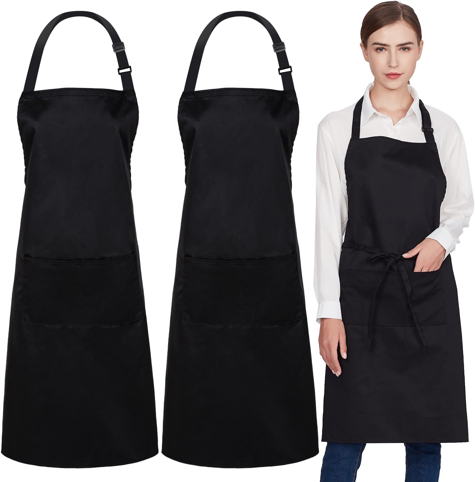 Amazon.com: Jubatus 2 Pack 3 Pockets 100% Cotton Adjustable Bib Apron ...