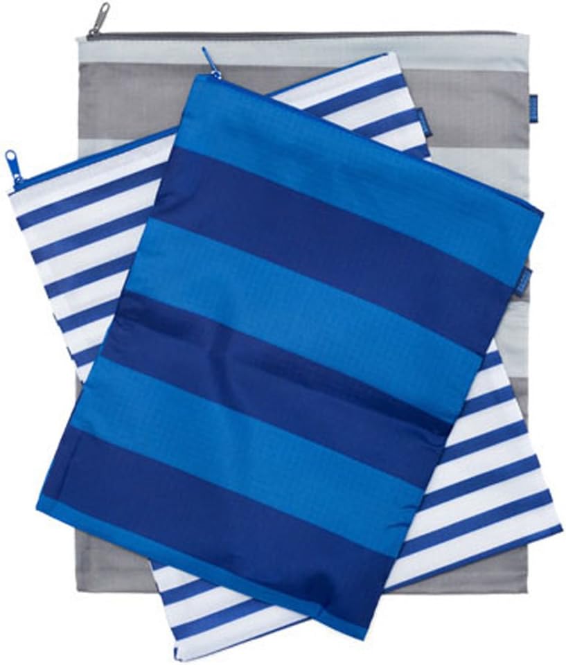 Amazon.com: BAGGU Zipper Pouches Zip Set (set of 3) - Large, Stripes ...