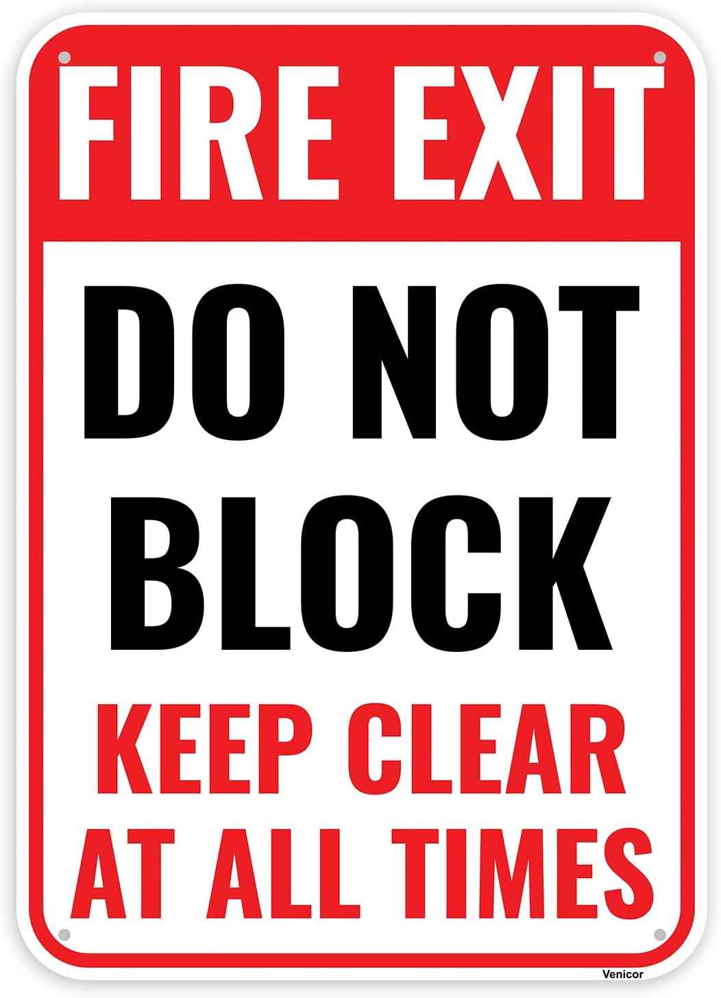 1PC Fire Exit Do Not Block Sign, 14 x 10 Inches - Aluminum - Keep Door ...