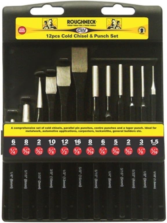 Roughneck ROU31180 Chrome Vanadium Assorted Punch And Chisel Set 12 ...