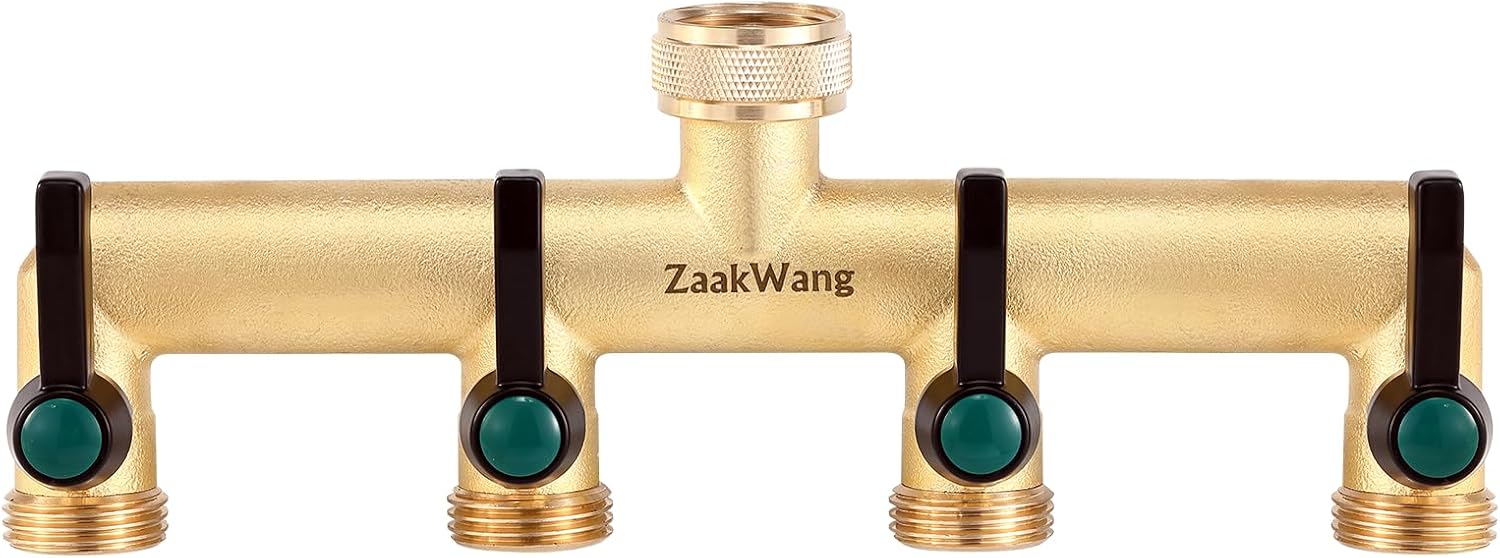 Amazon.com: Brass Garden Hose Splitter, 4 Way Spigot Splitter, Heavy ...