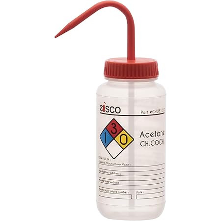 Amazon.com: EISCO Wash Bottle for Acetone, 500ml - Labeled with Color ...
