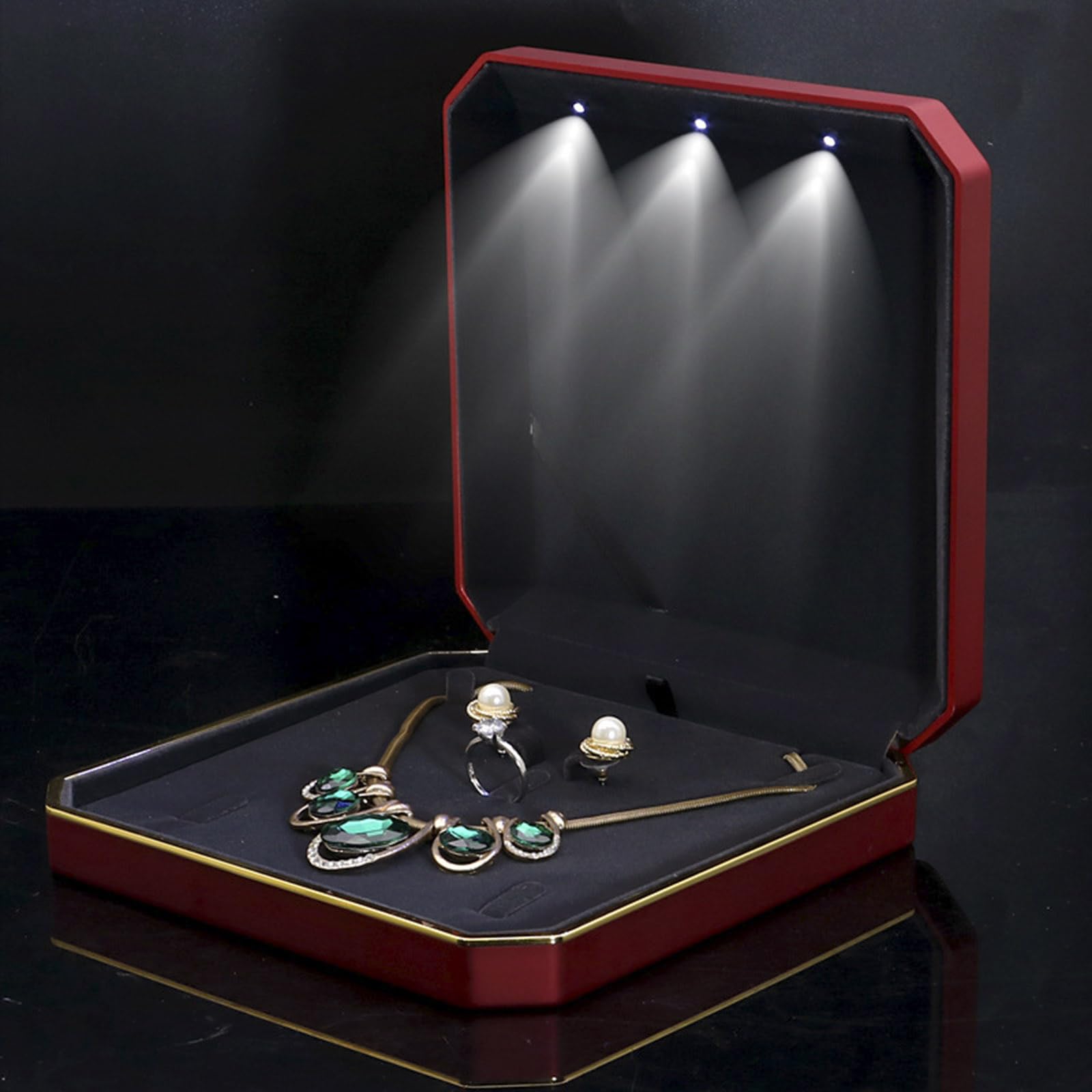 Amazon.com: HSLFUAI Necklace Box with Led,Jewelry Box for Necklace ...