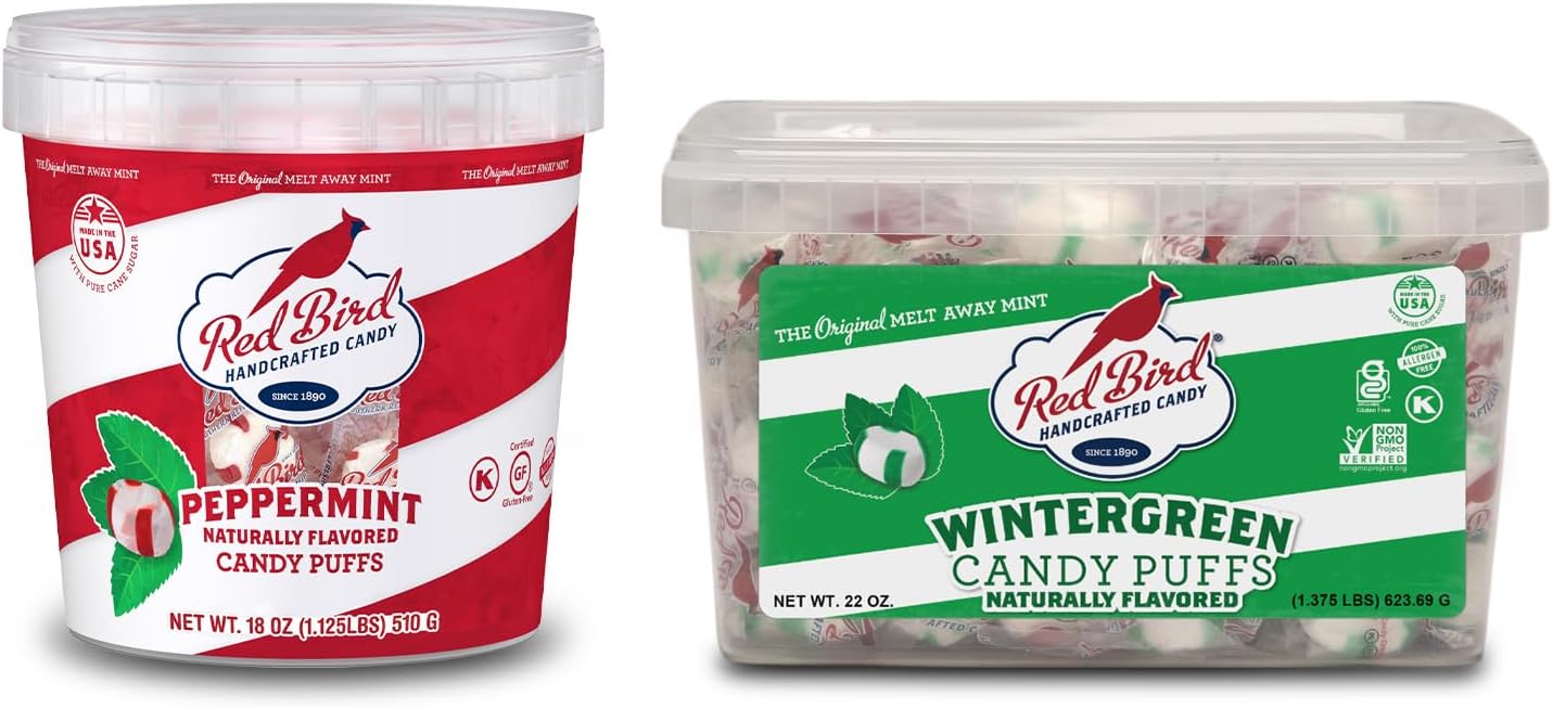 Amazon.com : Red Bird Peppermint 18 oz and Wintergreen 22 oz Tubs Candy ...