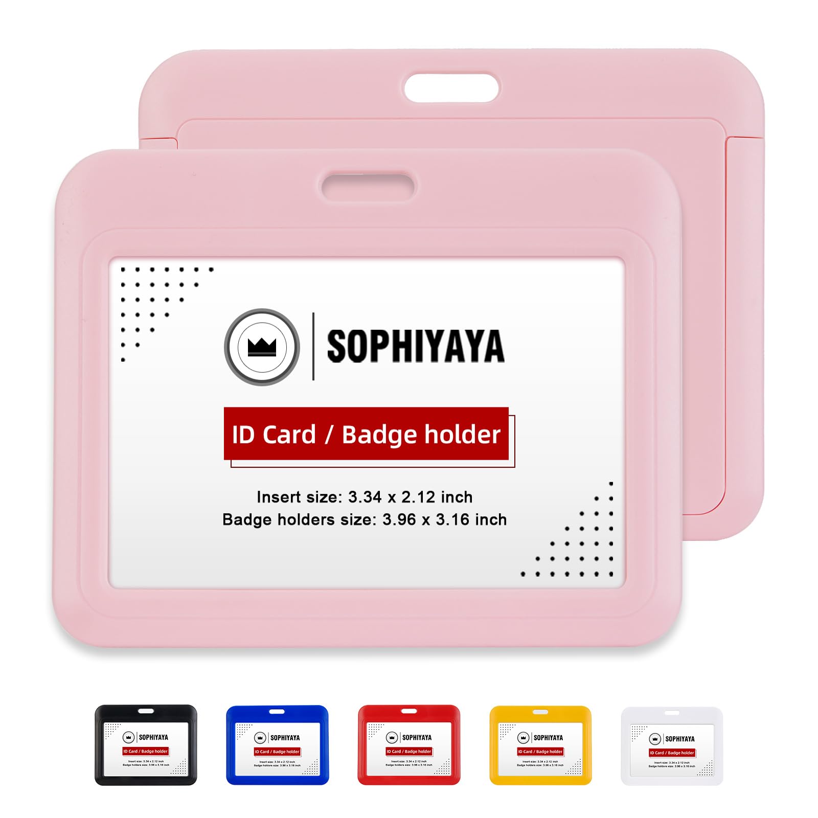 Amazon.com : 2 Pack Sliding Horizontal ID Badge Holder Hard Plastic Key ...