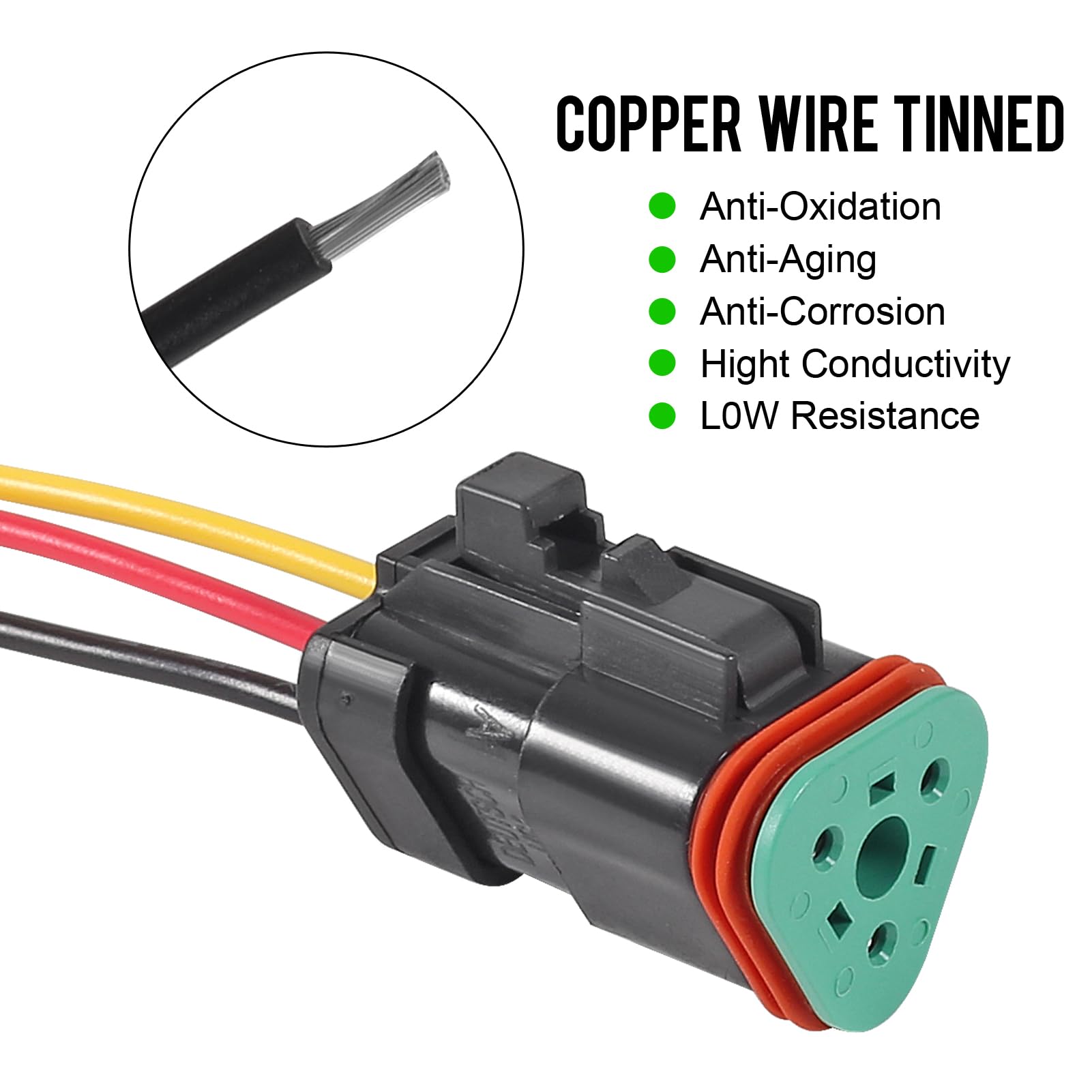 Snapklik.com : 8Kits 3 Pin DT Connectors 3 Wire Male And Female ...