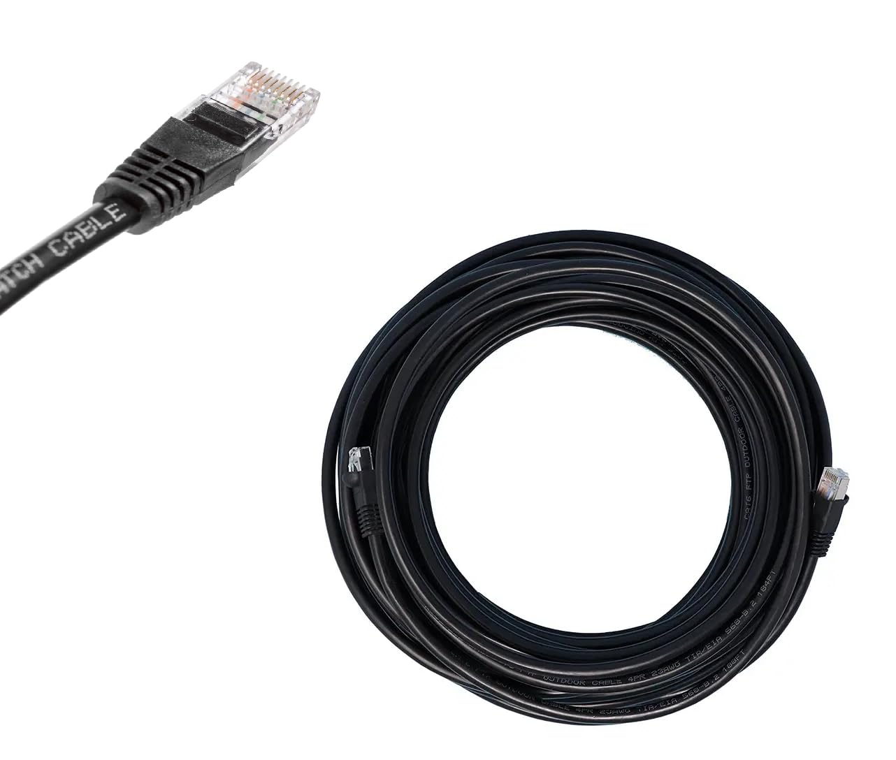 Amazon.com: TSA Power 50 ft Cat 5e ethernet Cable Black, Durable 100% ...
