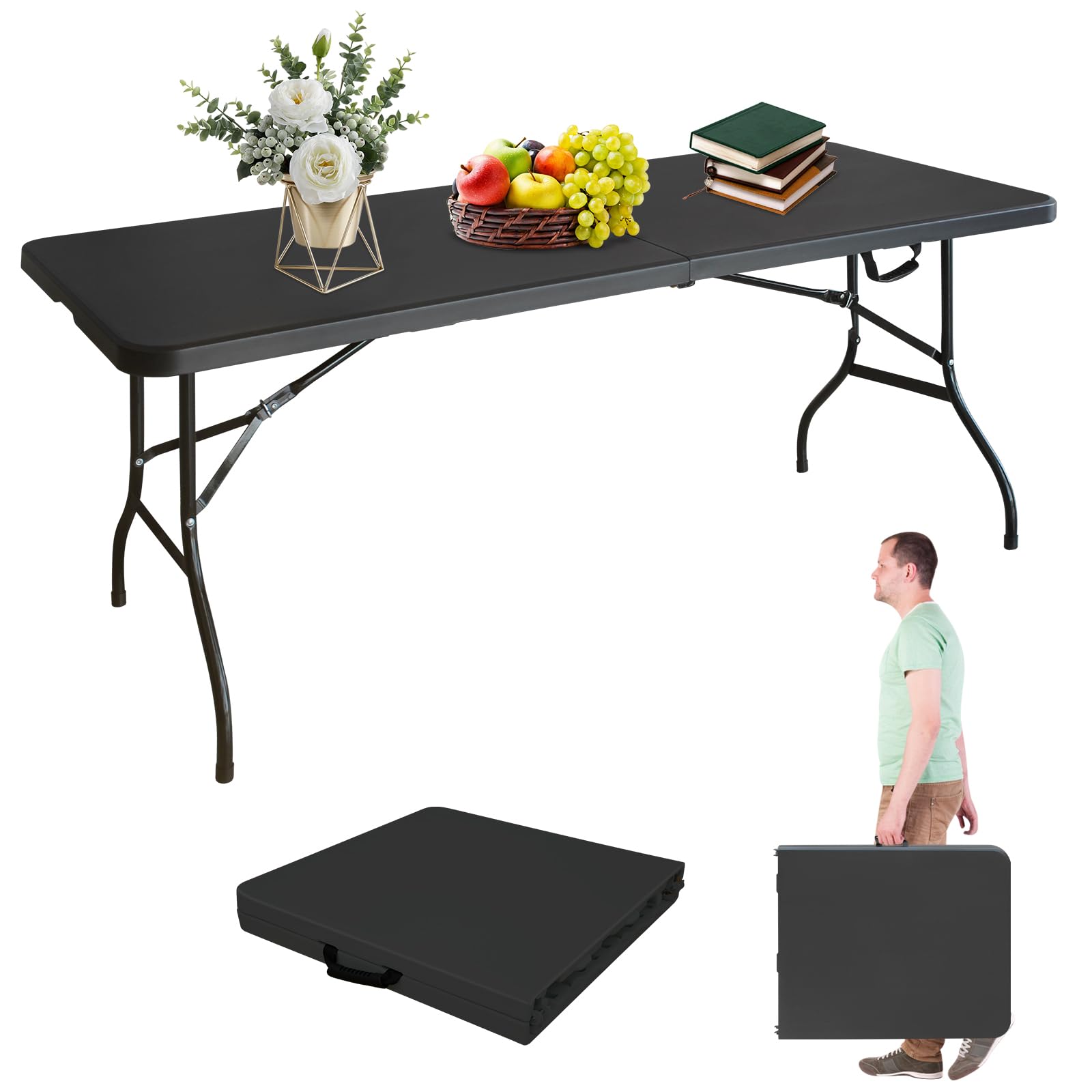 Amazon.com: LSKSSNG Portable 6Ft Folding Table, Heavy Duty Plastic Fold ...