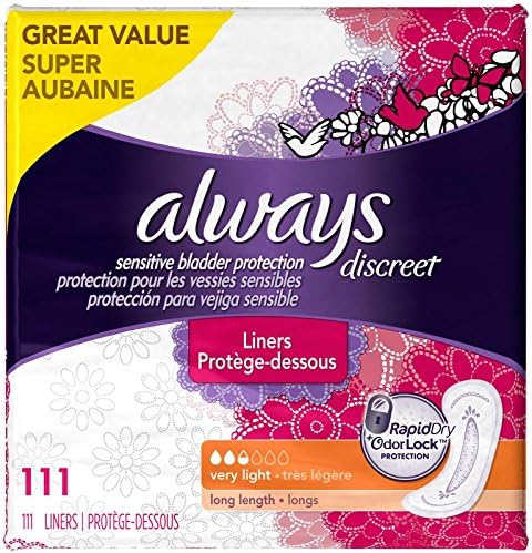 Amazon.com: Always Discreet, Incontinence Liners, Very Light, Long ...