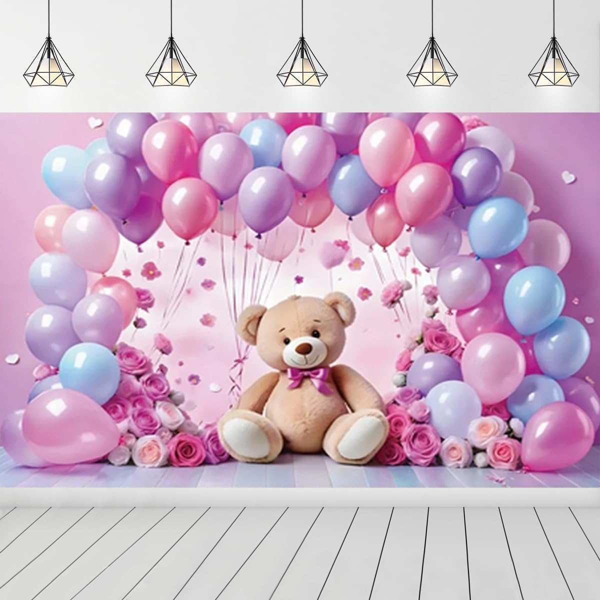 Amazon.com : Bear Baby Balloon Background for Photoshoot Kids Girls ...