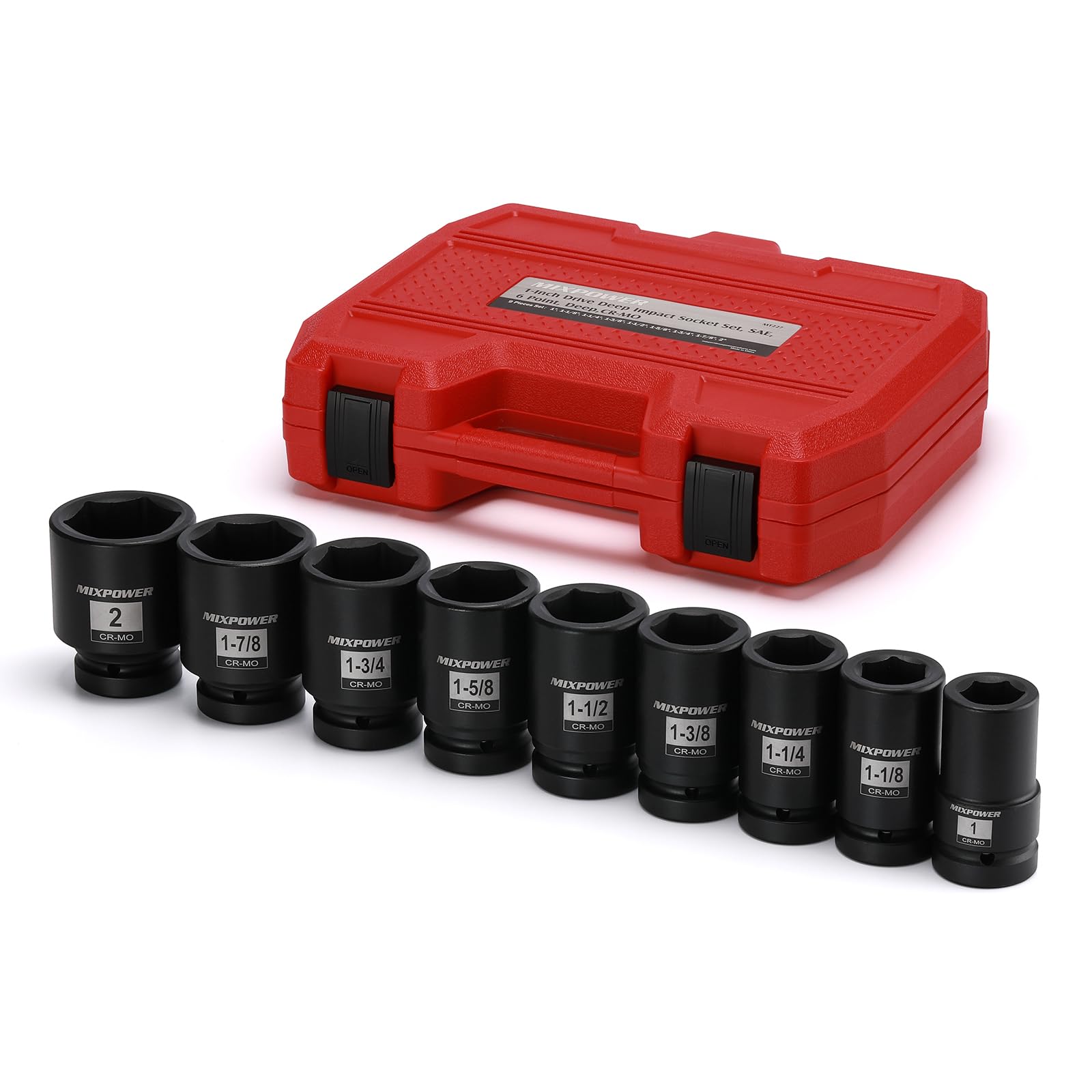 Snapklik.com : MIXPOWER 9PCS 1"Drive Impact Deep Socket Set