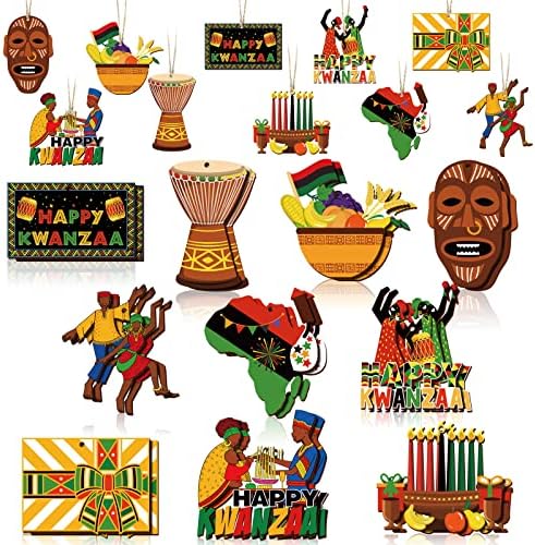Amazon.com: B1ykin 37PCS Happy Kwanzaa Wooden Hanging Ornament Set ...
