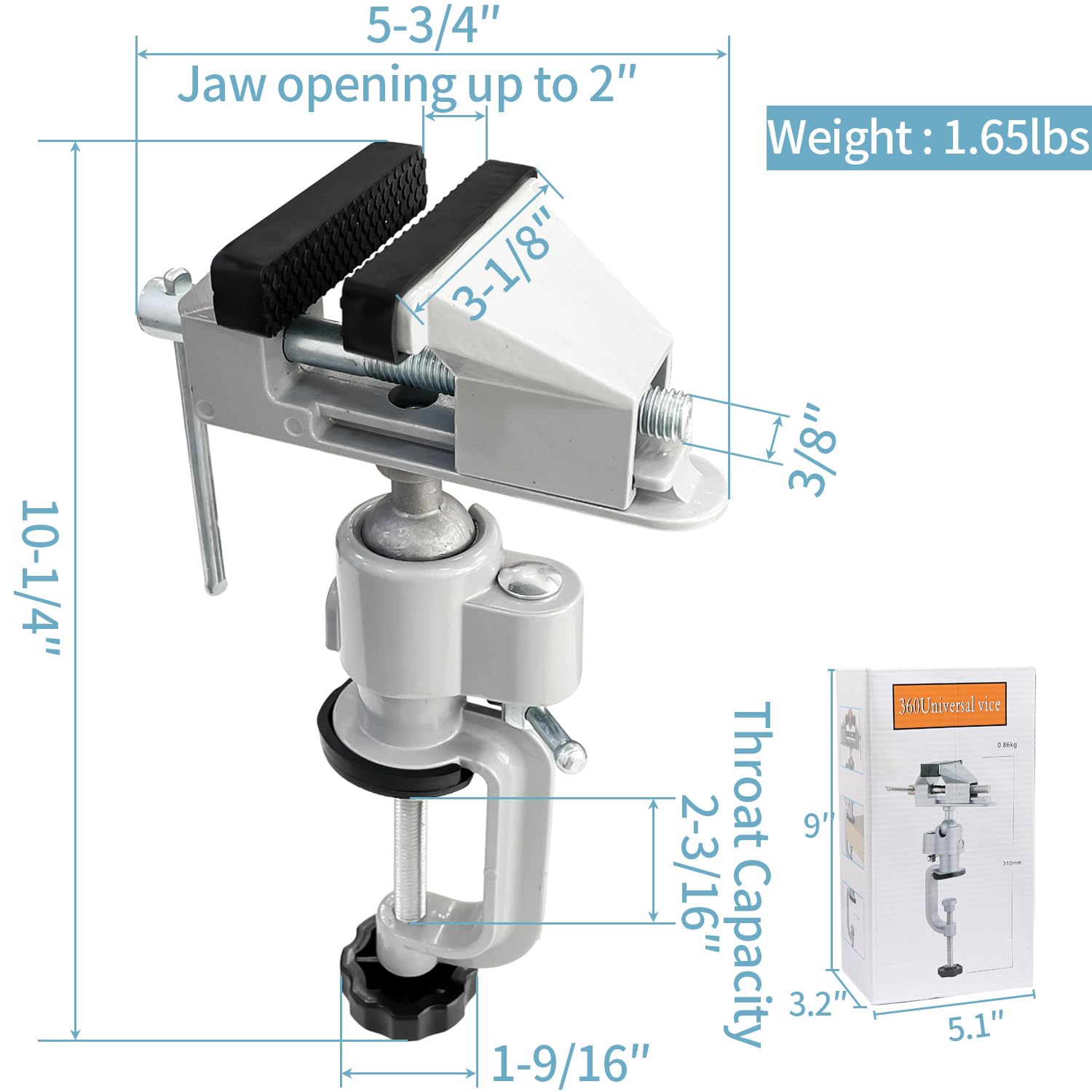 Snapklik.com : 3" Universal Table Vise Swivel Bench Vise Tabletop Clamp ...
