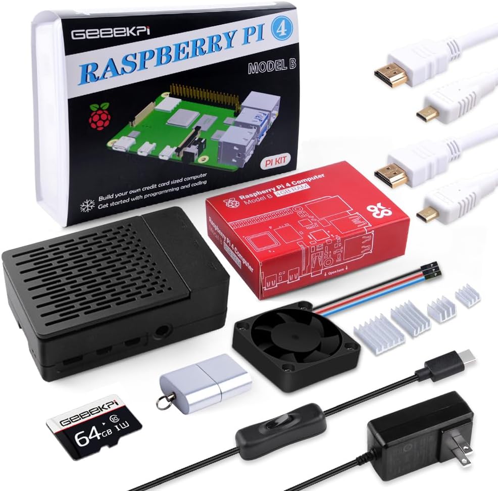 GeeekPi Raspberry Pi 4 4GB Starter Kit - 64GB Edition, Raspberry Pi 4 ...