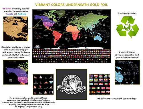 Scratch Off World Map: Large Travel Wall Poster Maps with Country Flags ...
