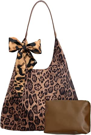 WEEKXING Suede Leopard Tote Bags for Women Cheetah Print Purse Suede ...