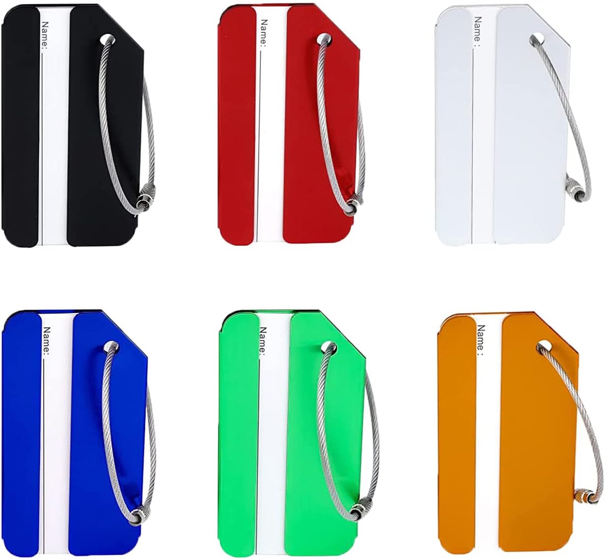 6 Pack Aluminium Alloy Luggage Tags, Suitcase Labels with Name ID Cards ,Colorful Baggage Tags ...