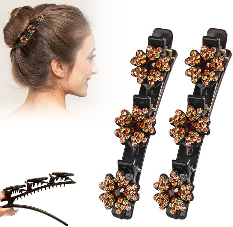 Amazon.com : 5Pcs Sparkling Crystal Stone Braided Hair Clips for Women ...