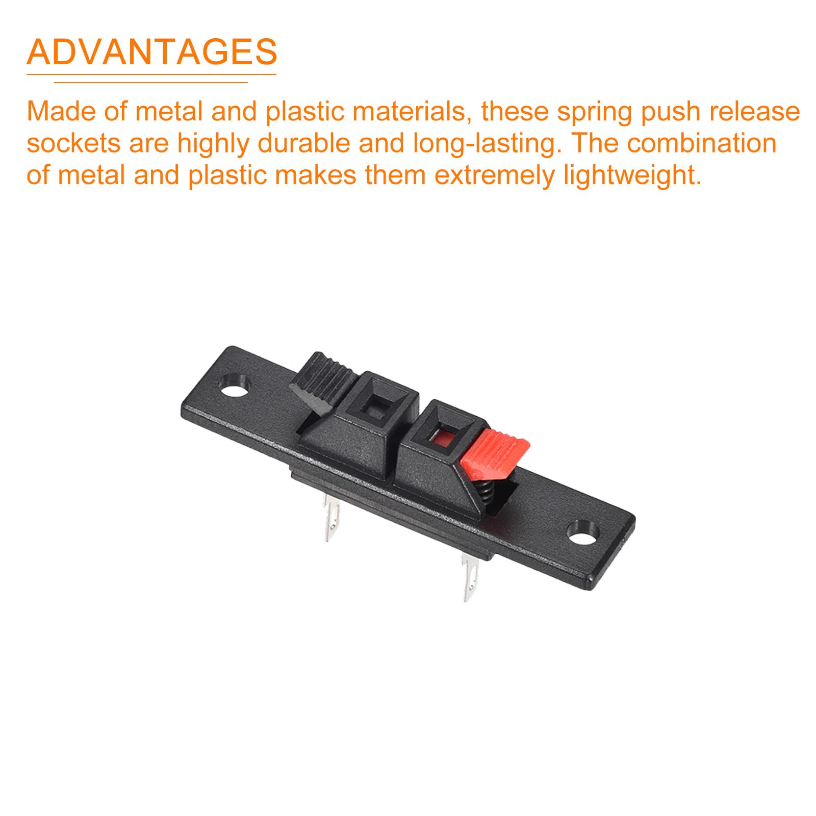 Rebower Spring Push Release Socket 2 Position Speaker Terminal Connector, [for Speaker, Audio ...