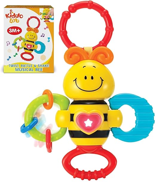 Amazon.com : KiddoLab Twist & Rattle Musical Bee Light-Up Toy and ...