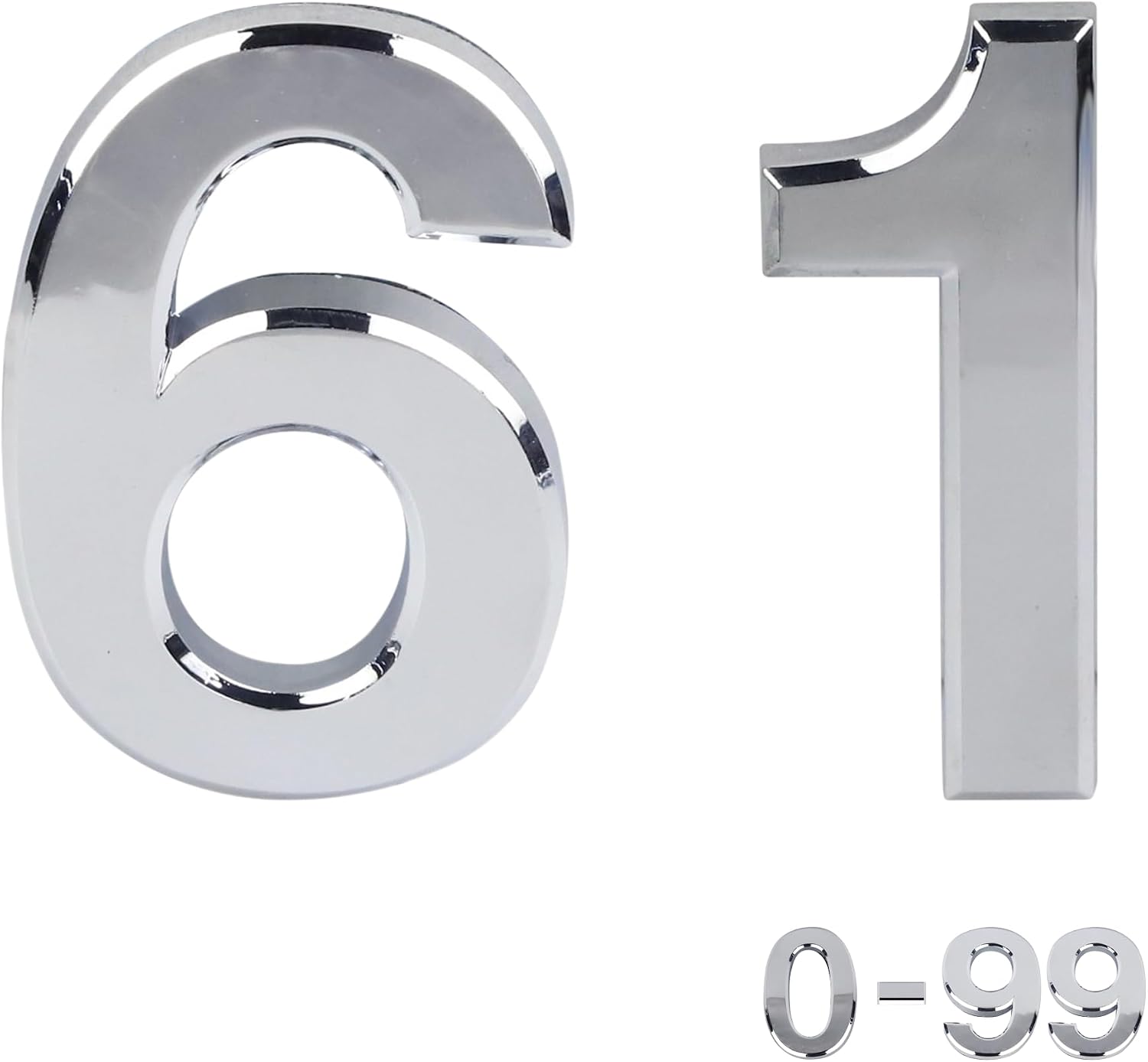 3'' Chrome Effect Door Numbers 0-99 Stick On Door Number House Numbers ...