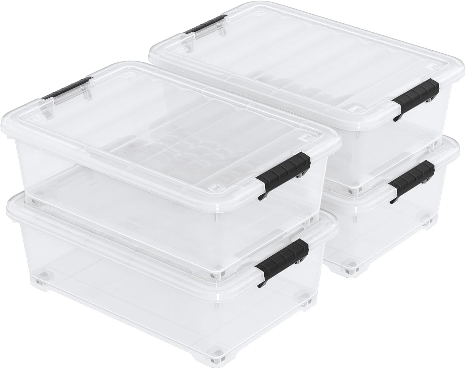 Amazon.com: Fiazony 20 L Plastic Under Bed Storage Containers, 4 Pack ...