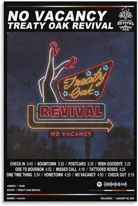 Treaty Oak Revival No Vacancy Canvas Poster Bedroom Decoration ...
