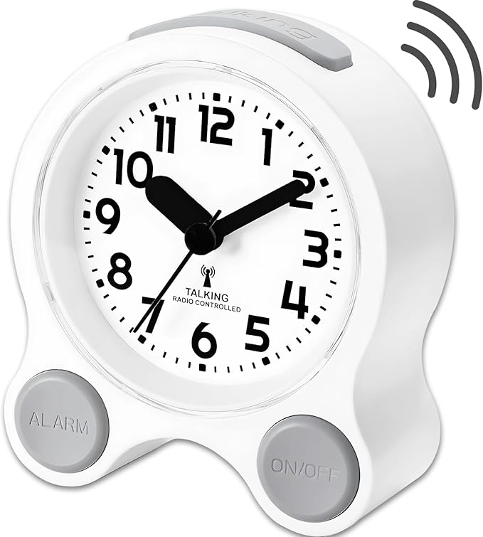 Amazon.com: RUNCAR Atomic Talking Clock(Pearl White) Clear Voice Time ...