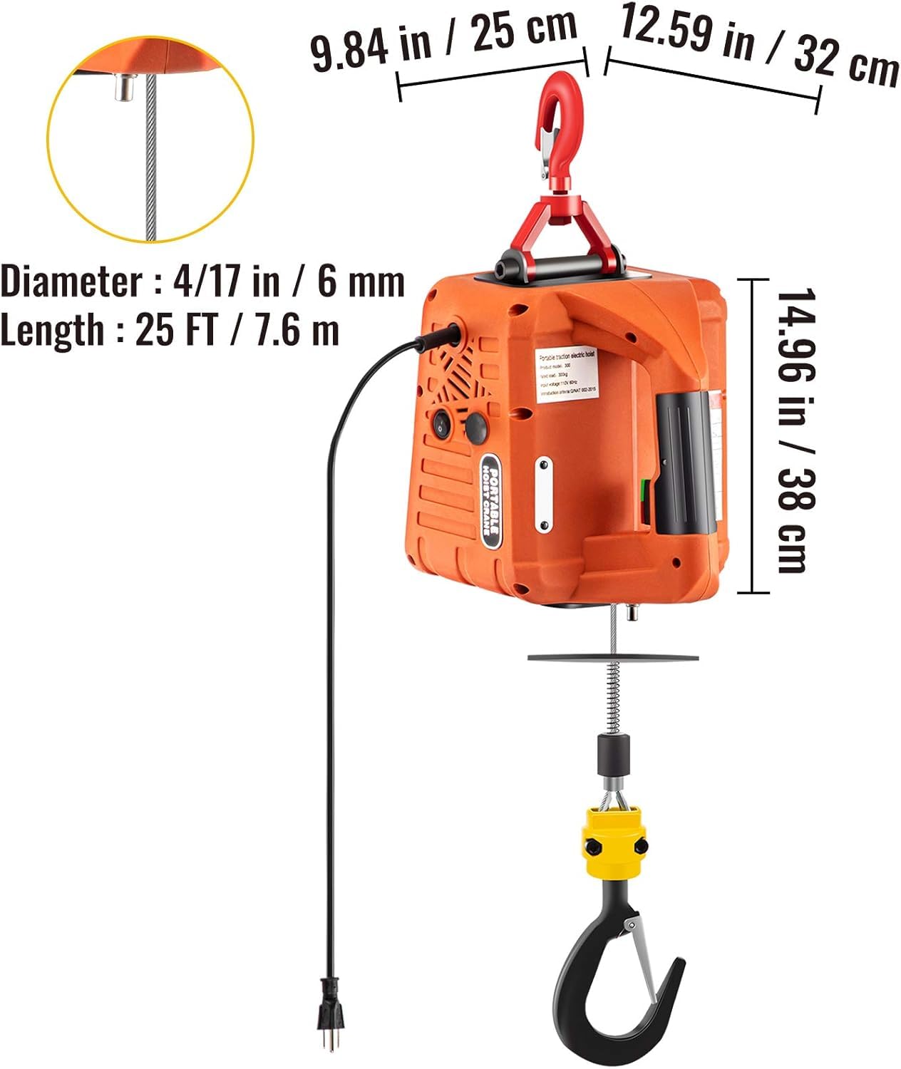 Snapklik.com : Electric Hoist Winch,1100LBS Portable Winch Crane 1500W ...