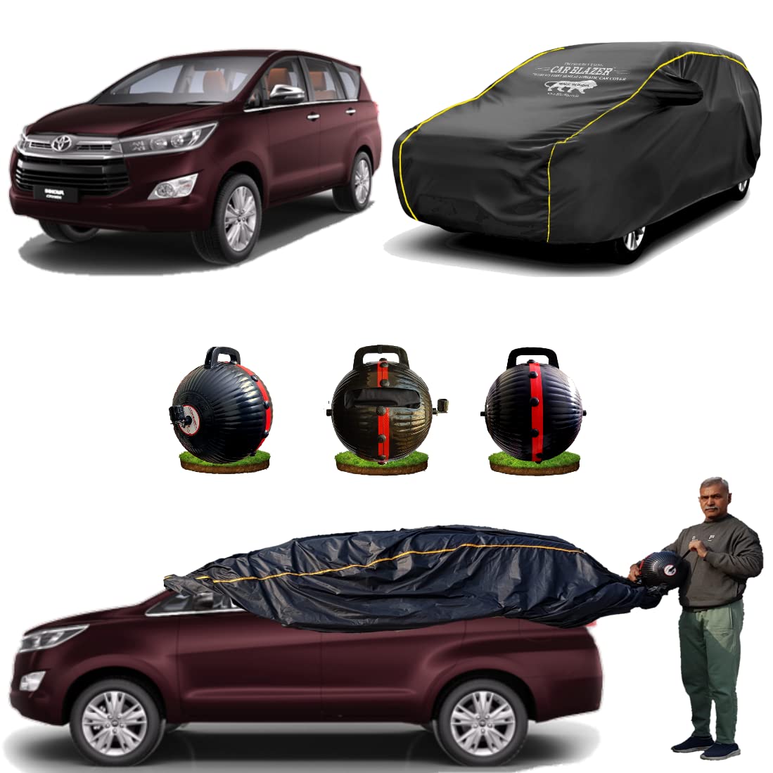 CARBLAZER® Portable & Semi-Automatic Full Body Car Cover - Heavy Duty ...