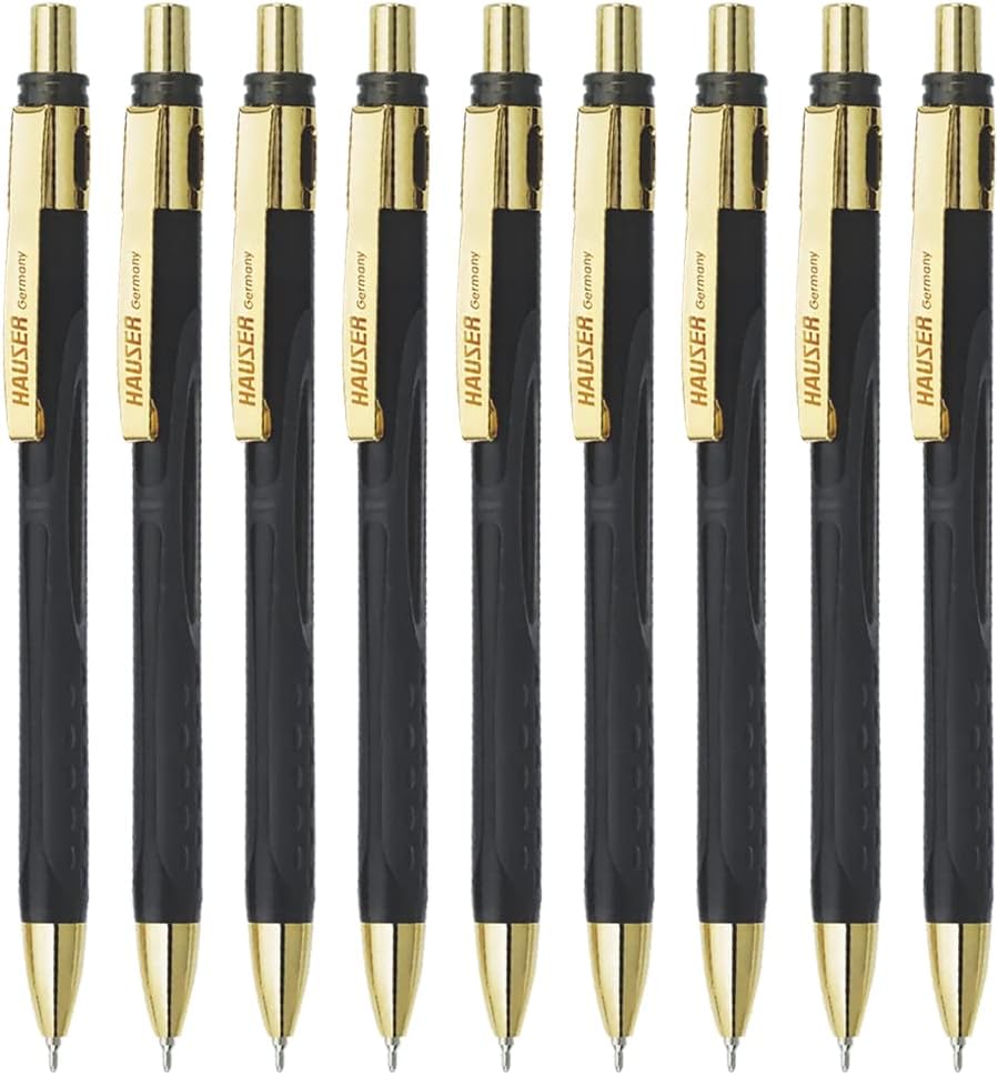 Hauser Ultra Gold Ball Pen Blister Pack | Retractable Mechanism For ...