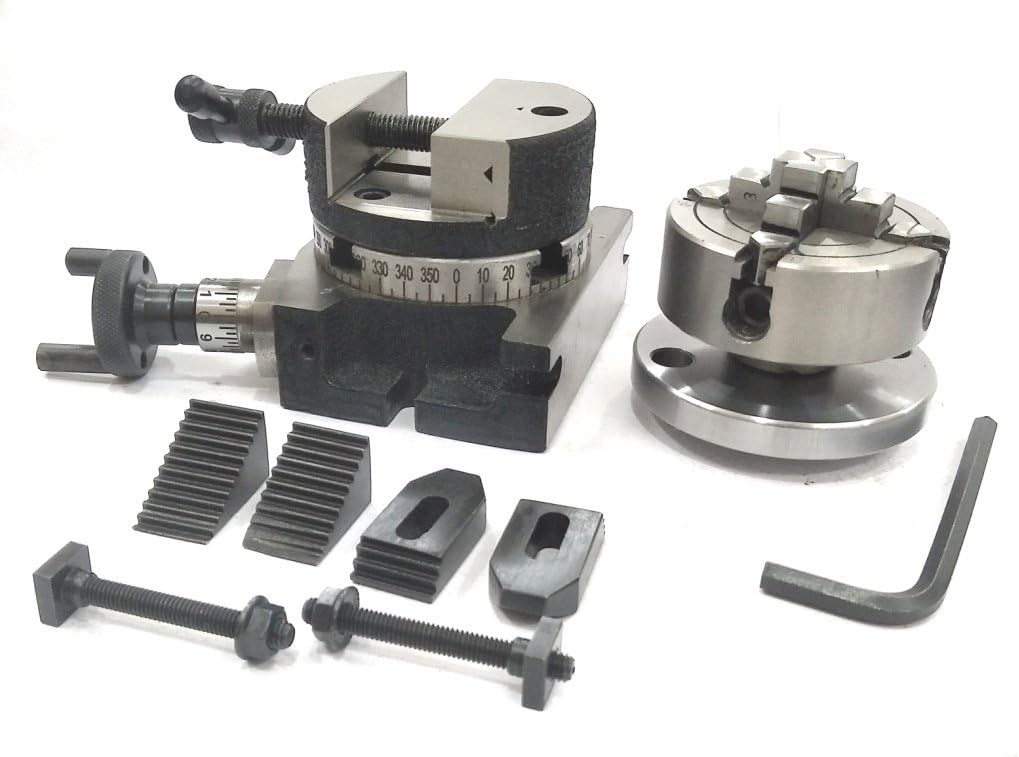 3"/ 80 MM ROTARY MILLING TABLE WITH 80 MM ROUND VICE VISE,M6 CLAMP KIT ...