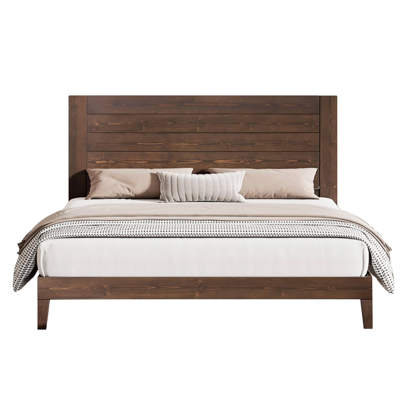 Amazon.com: LUXOAK Solid Wood Platform Bed Frame with 48.6" High ...