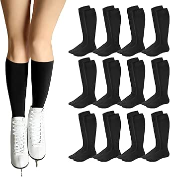 Toulite 12 Pairs Figure Skating Socks Ice Skating Socks for Women Girl ...