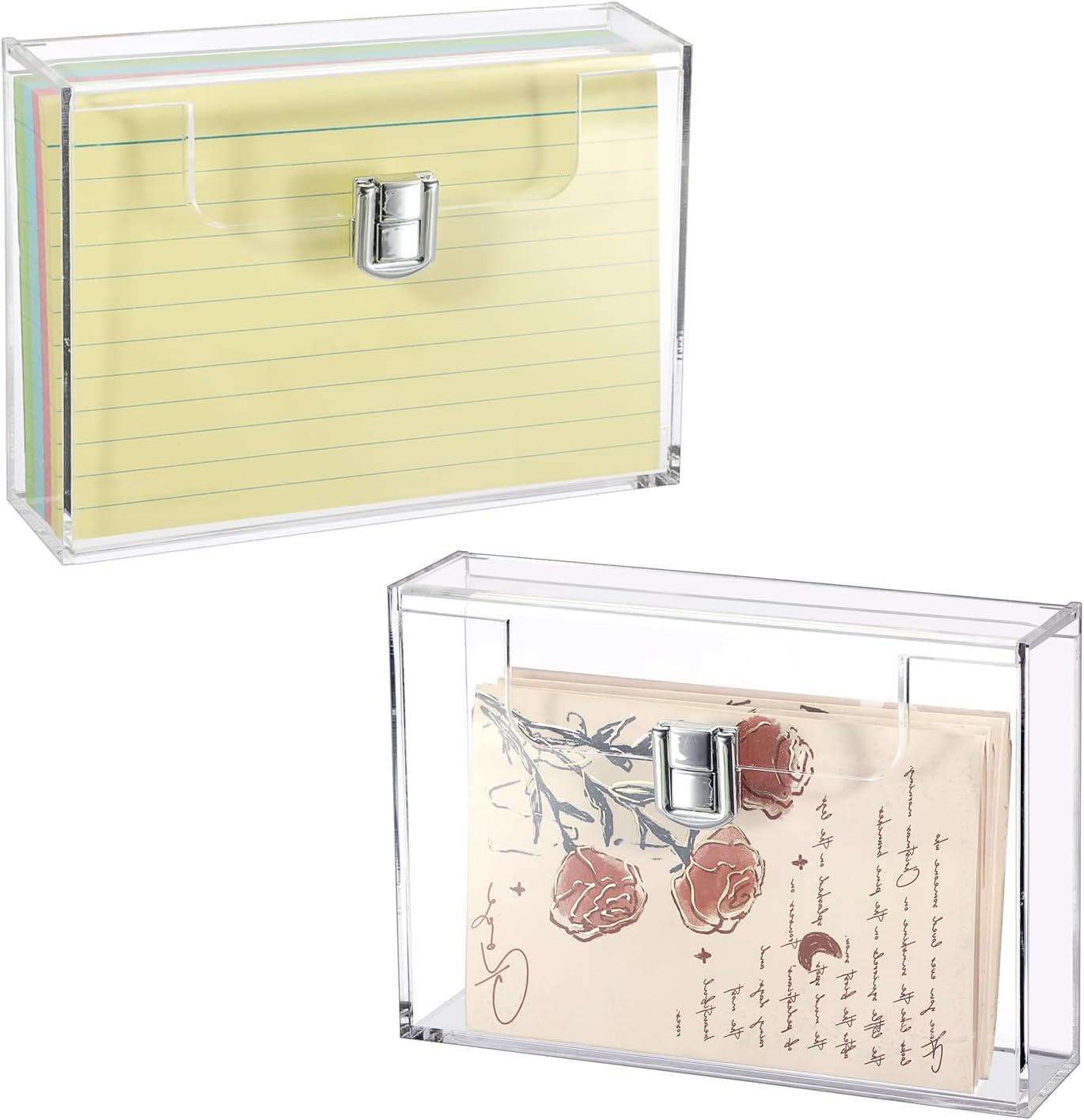 Amazon.com: BTSKY 2 Pack Clear Acrylic Index Card Box for 4x6 Inch ...
