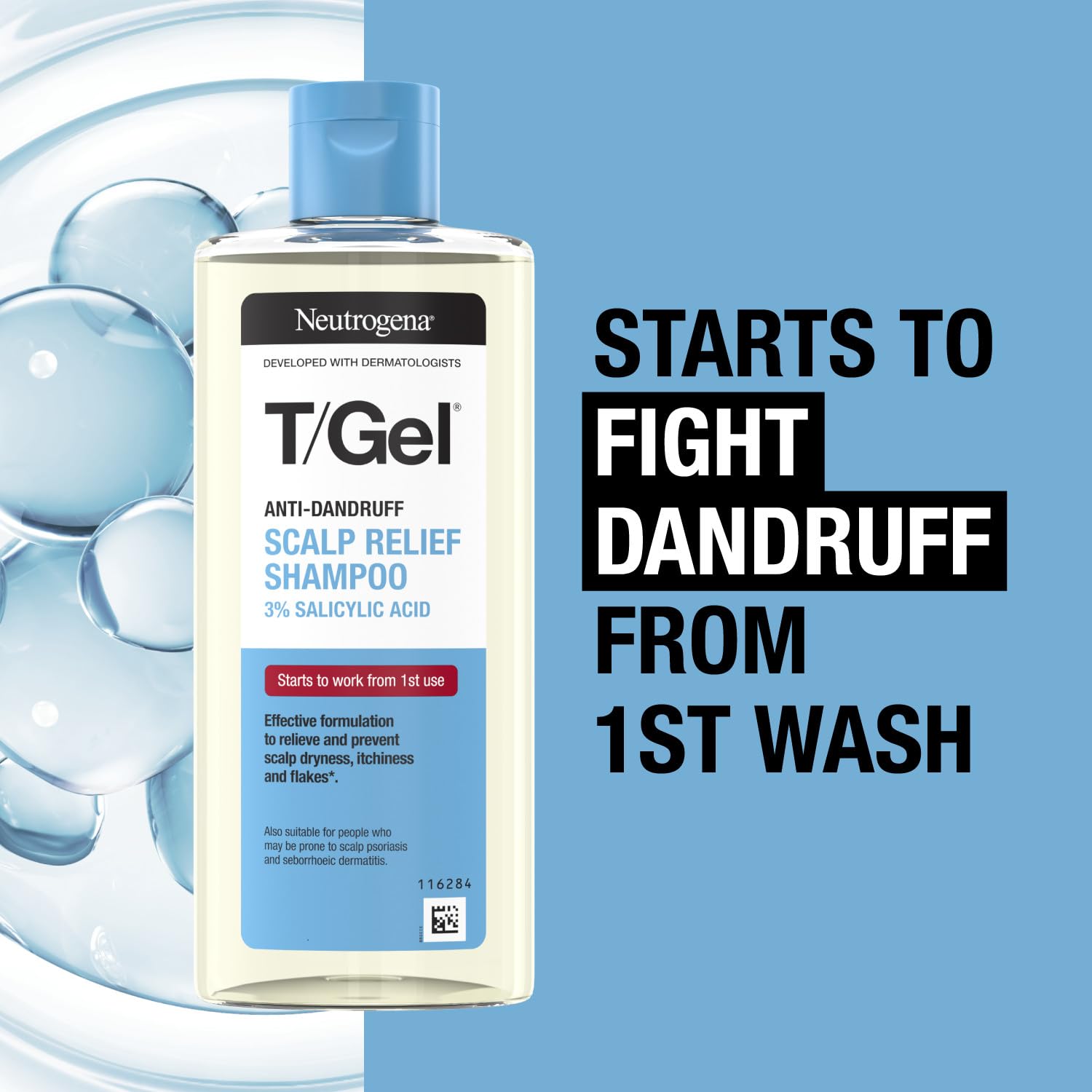 Neutrogena T/Gel Scalp Relief Anti-Dandruff Shampoo (1x250ml) With 3% ...