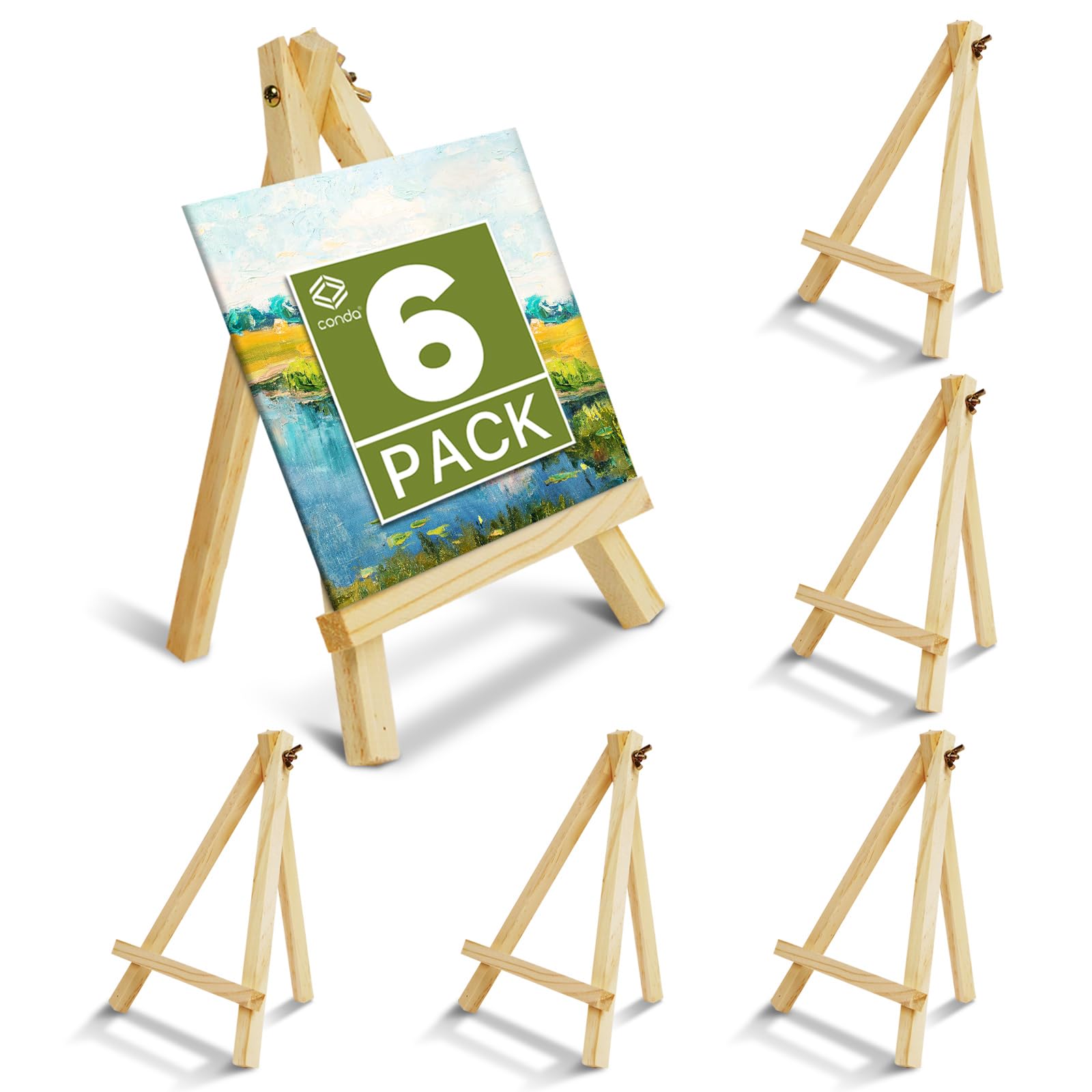 Amazon.com: CONDA 6 Pack 9 Inch Wood Easels, Easel Stand for Painting ...