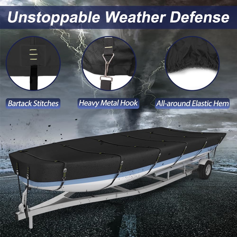 800D Fade and Tear Resistant Trailerable Jon Boat?Heavy-Duty Waterproof ...