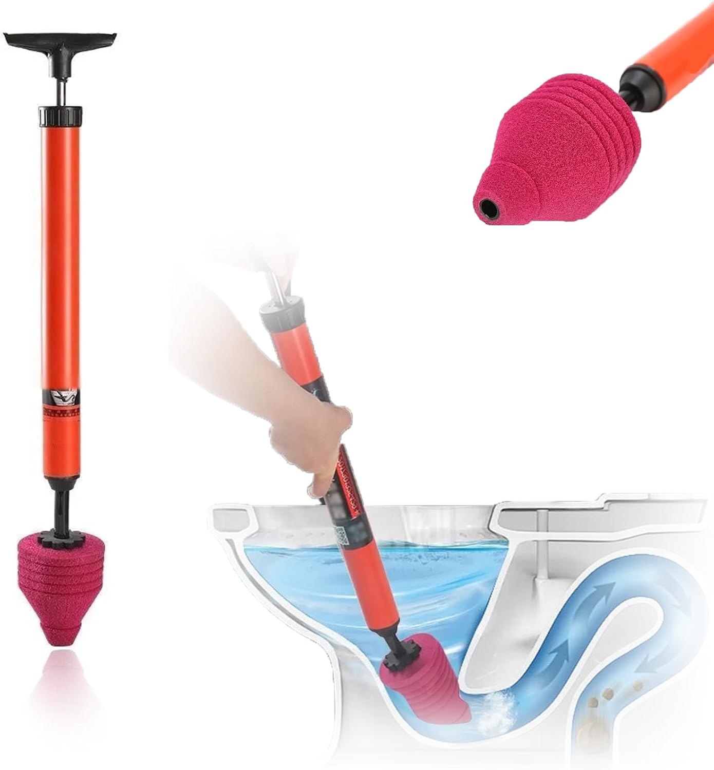 High Pressure Toilet Unclogger, High Pressure Toilet Plug Kit, High ...