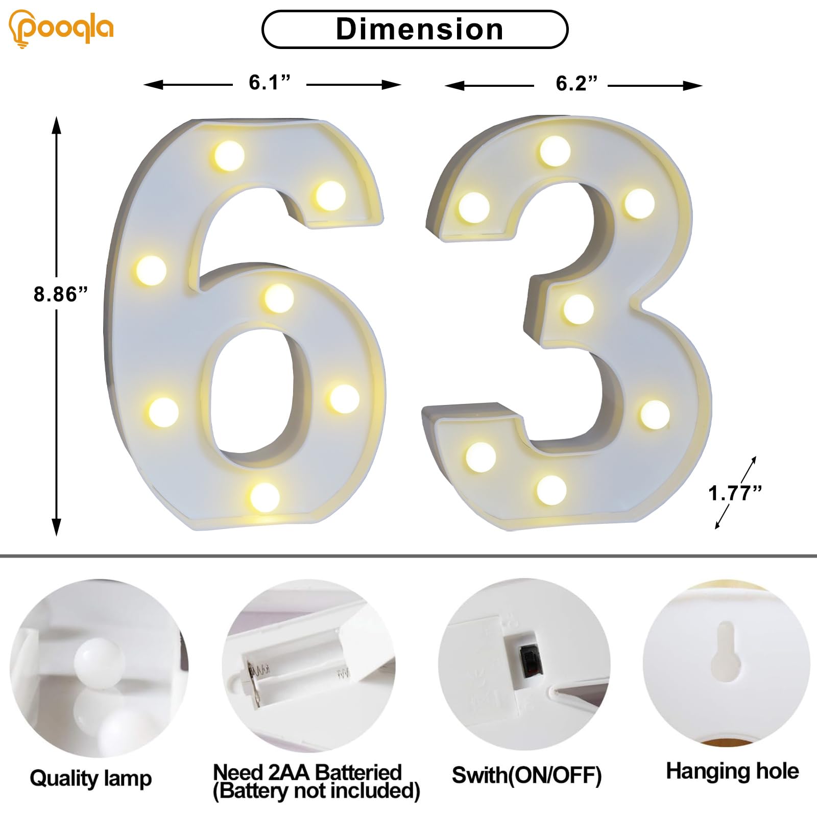 Snapklik.com : Pooqla Decorative Led Light Up Number Letters, White ...