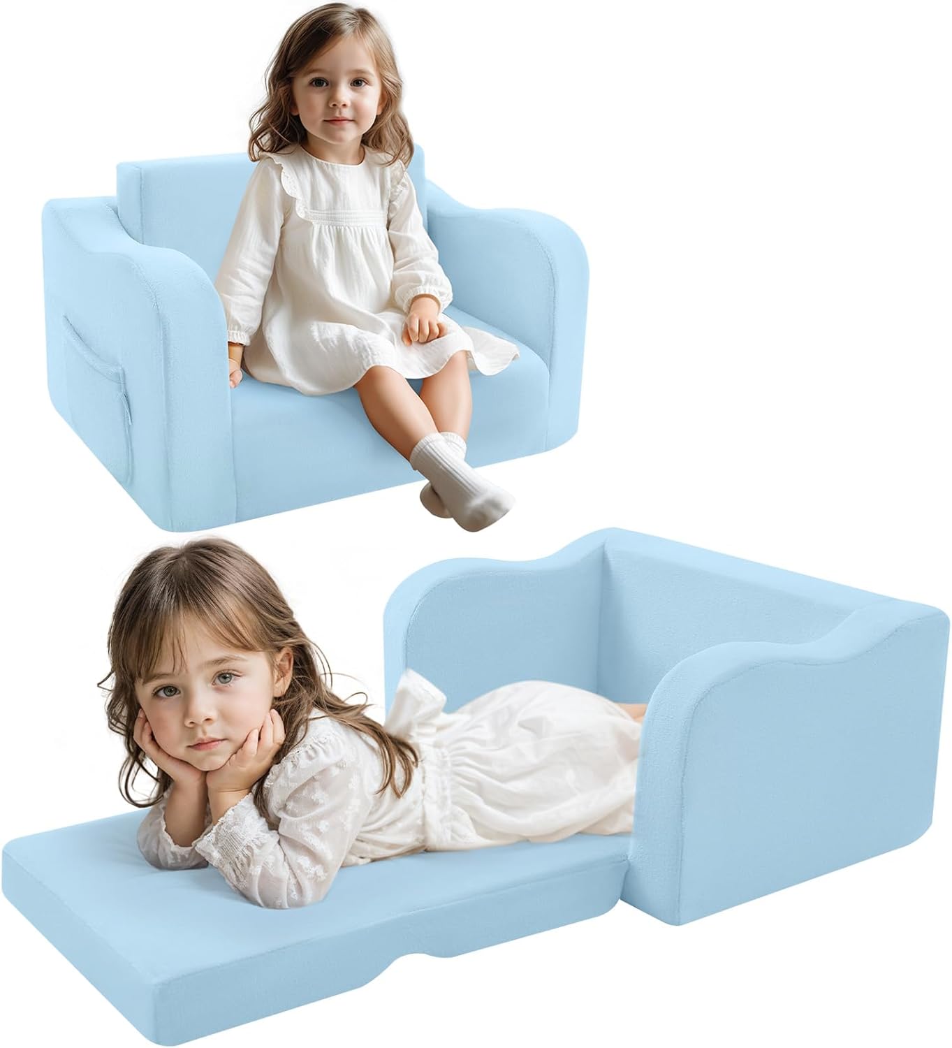 Amazon.com: MeMoreCool Fold Out Kids Couch Toddler Chair, Comfy Baby ...