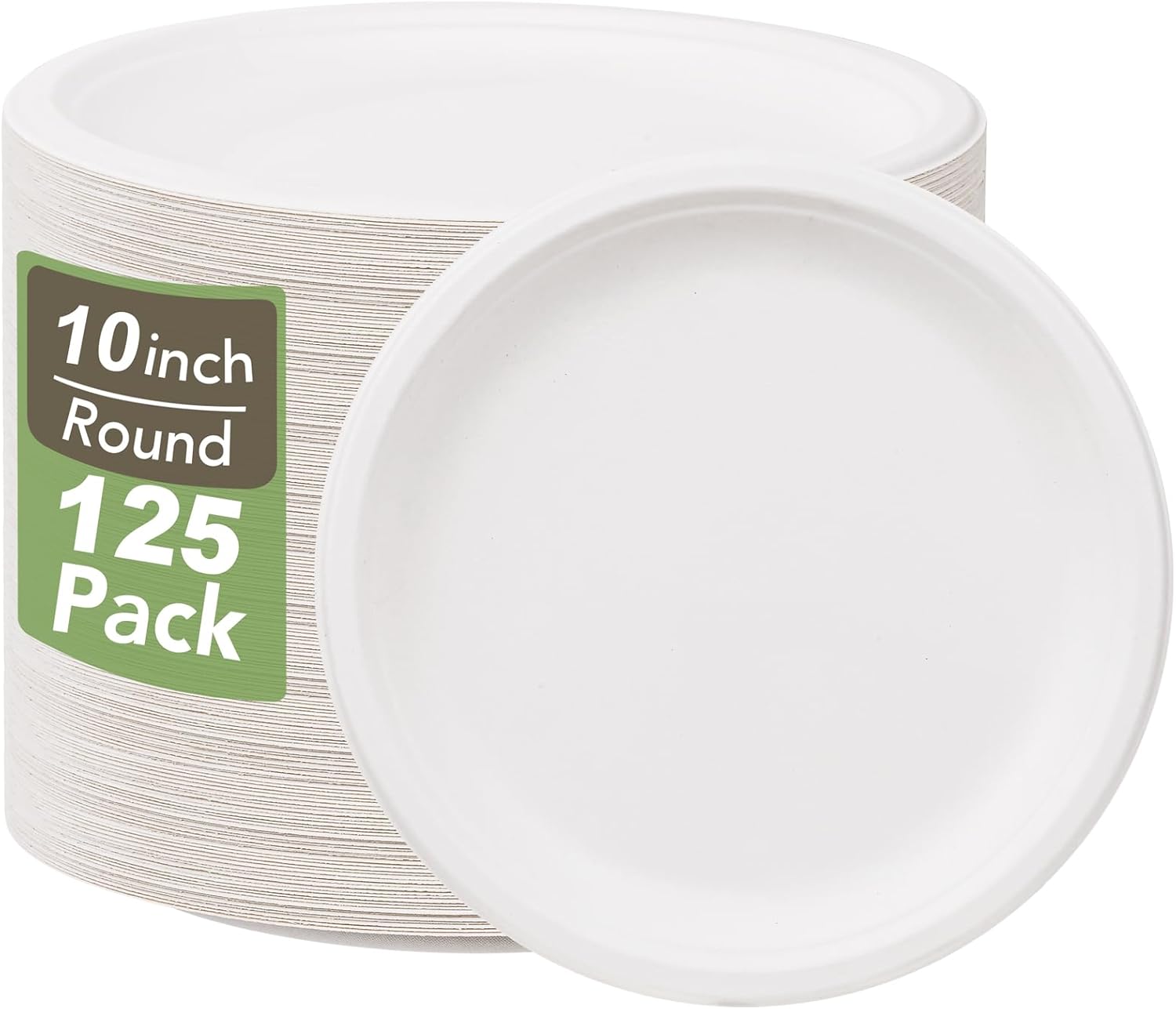 Amazon.com: WELLIFE 100% Compostable Paper Plates 10 Inch, 125-Pack ...