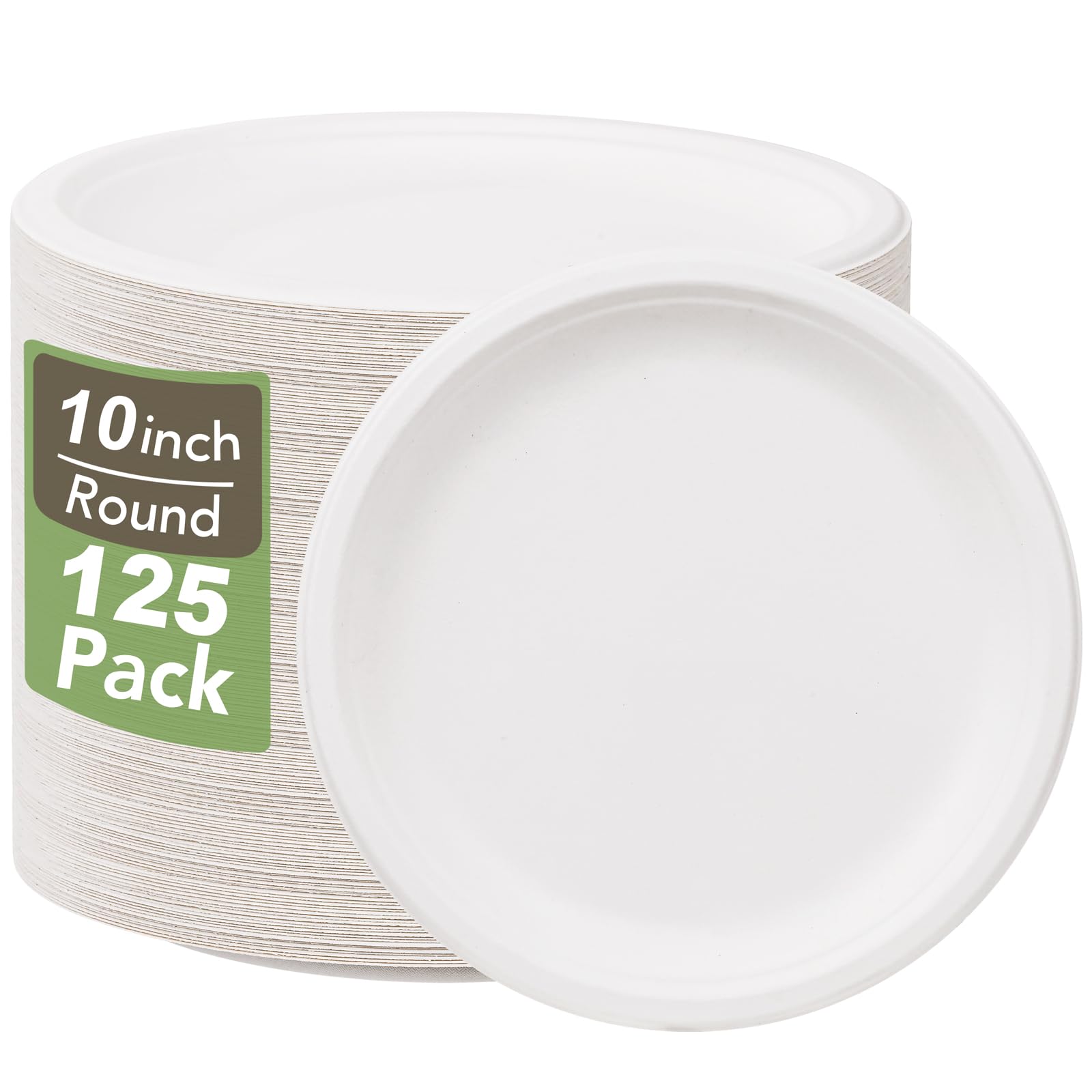 Amazon.com: WELLIFE 100% Compostable Paper Plates 10 Inch, 125-Pack ...