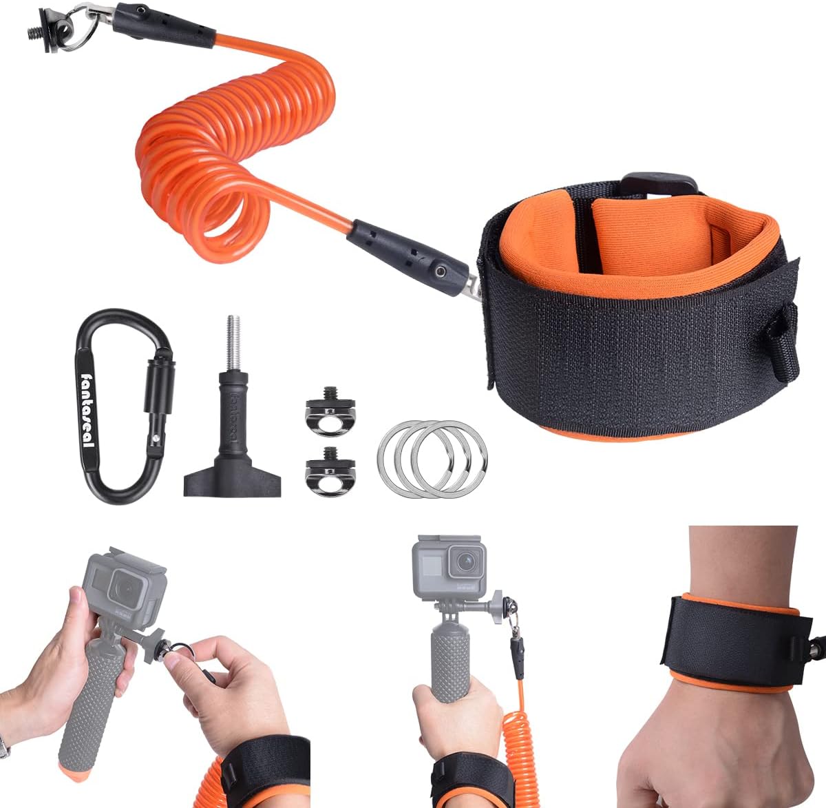 Amazon.com : Steel-cored Waterproof Action Camera Anti-Loose Dive Wrist Strap, Diving Surfing ...