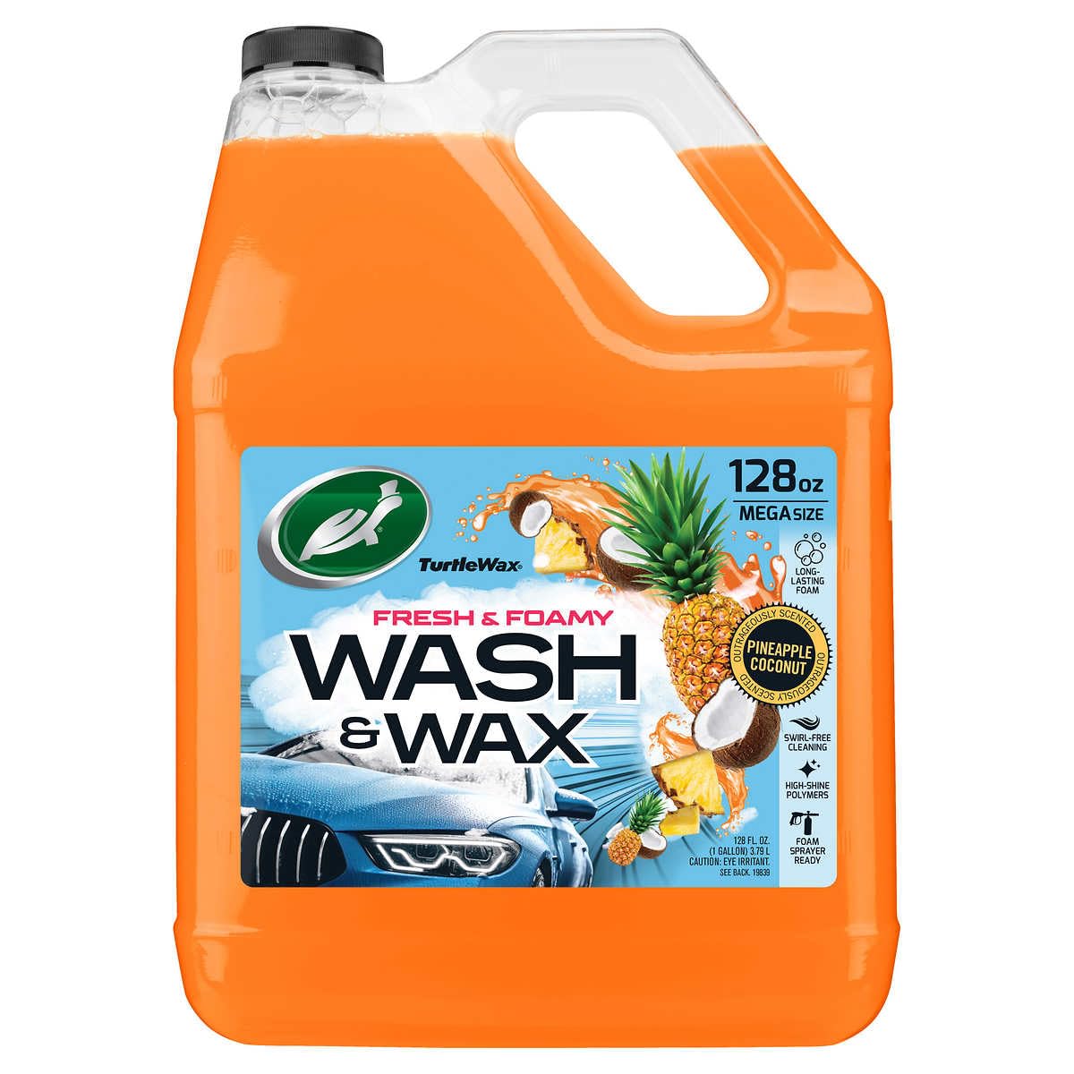 Amazon.com: Turtle Wax Fresh & Foamy Wash and Wax, Pineapple Coconut Scent - 128 OZ : Automotive
