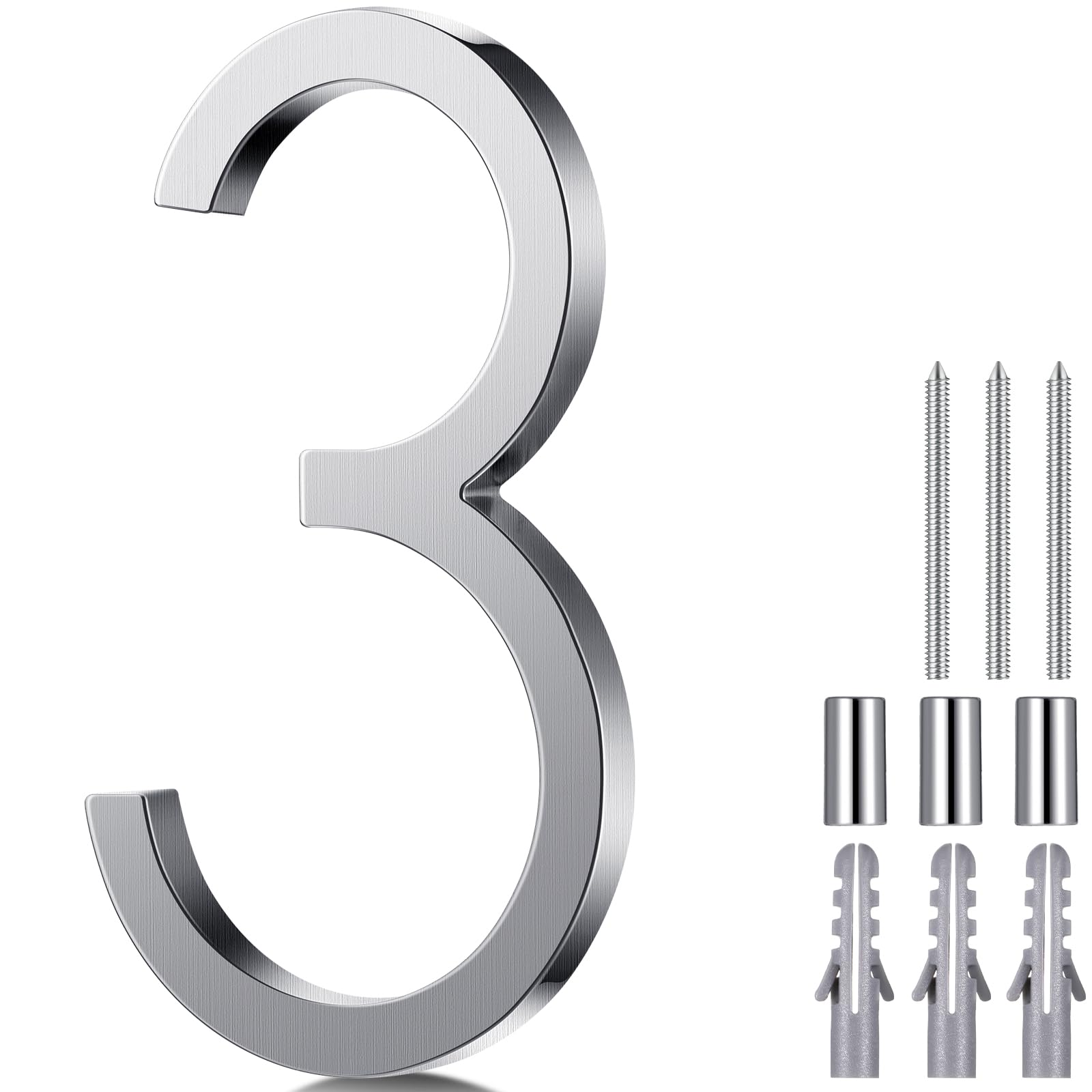 Amazon.com: Blulu 8 Inch Stainless Steel Floating Large House Number 0 ...